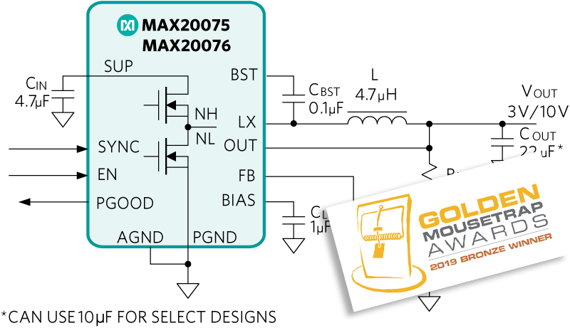 Analog Devices / Maxim Integrated MAX20076ATCA/V+: Symbol, Footprint ...